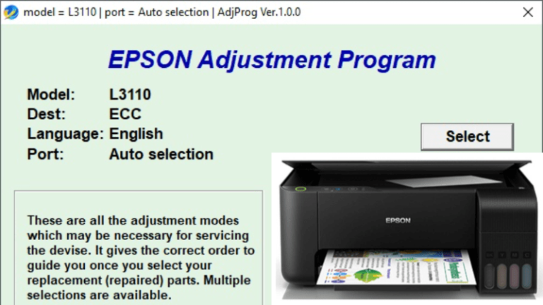 Resetter Epson L3110 Printer - WareData | Tech enthusiast