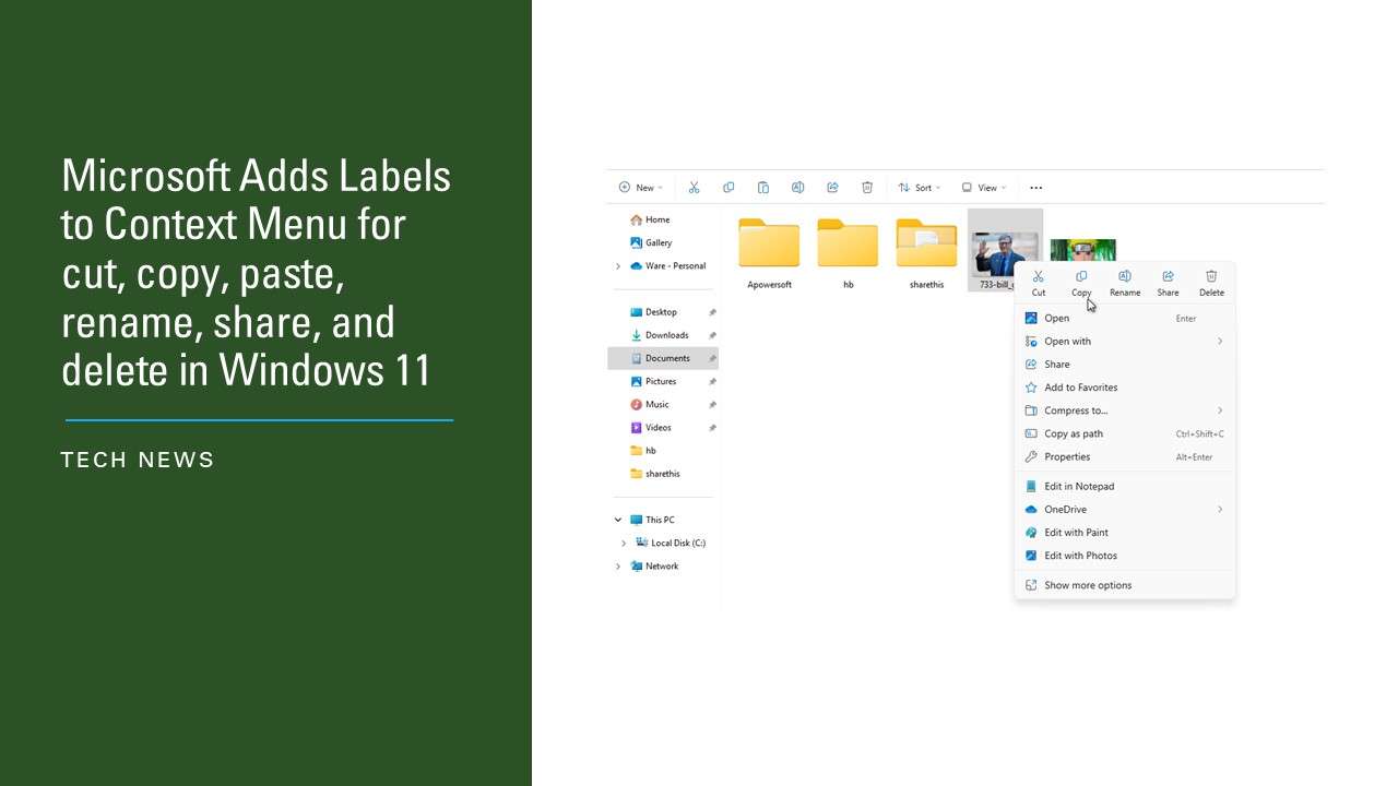 Microsoft Adds Labels to Context Menu for cut, copy, paste, rename, share, and delete in Windows ...