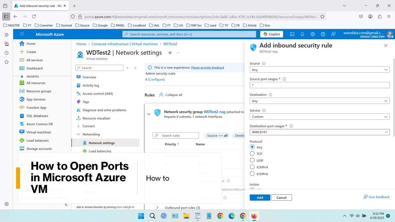 How to Open Ports in Microsoft Azure VM - WareData | Tech enthusiast