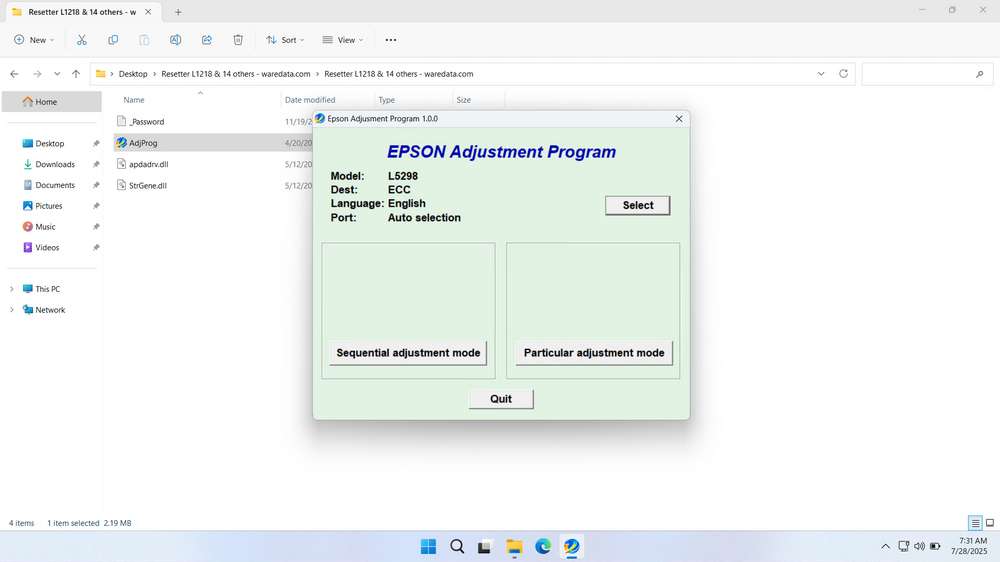 Epson L5298 Resetter