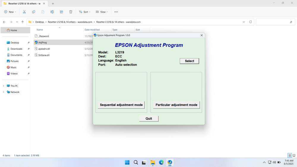 Epson L3219 Resetter