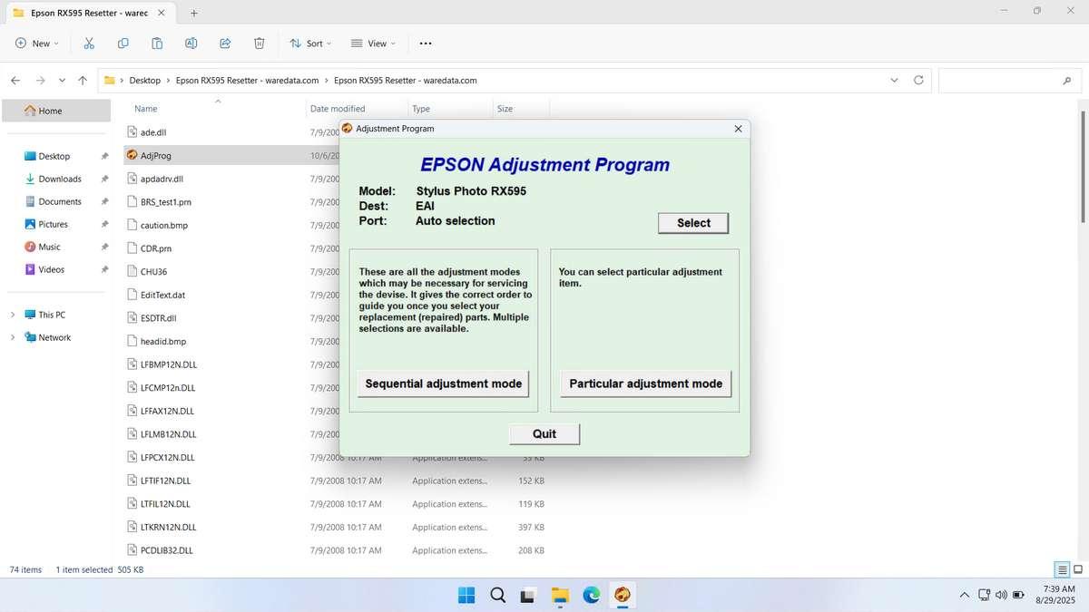 Epson RX595 Resetter