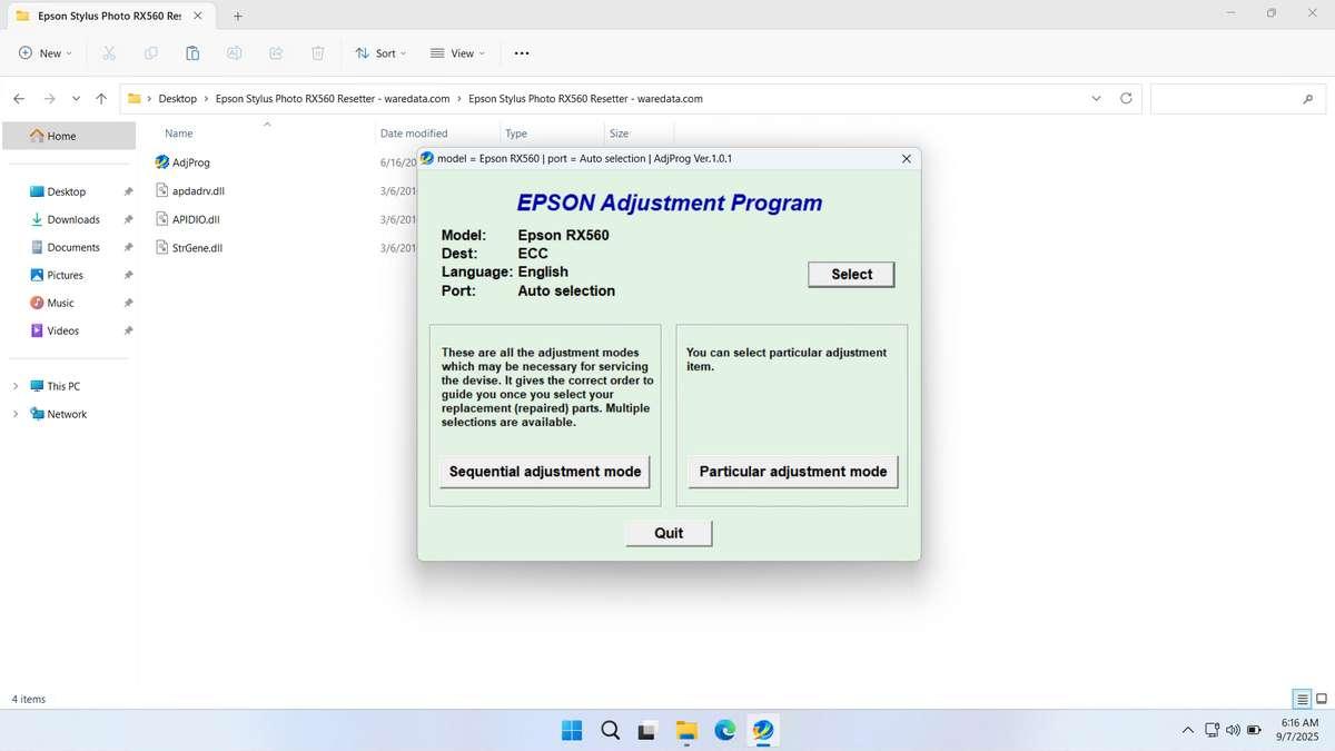 Epson RX560 Resetter