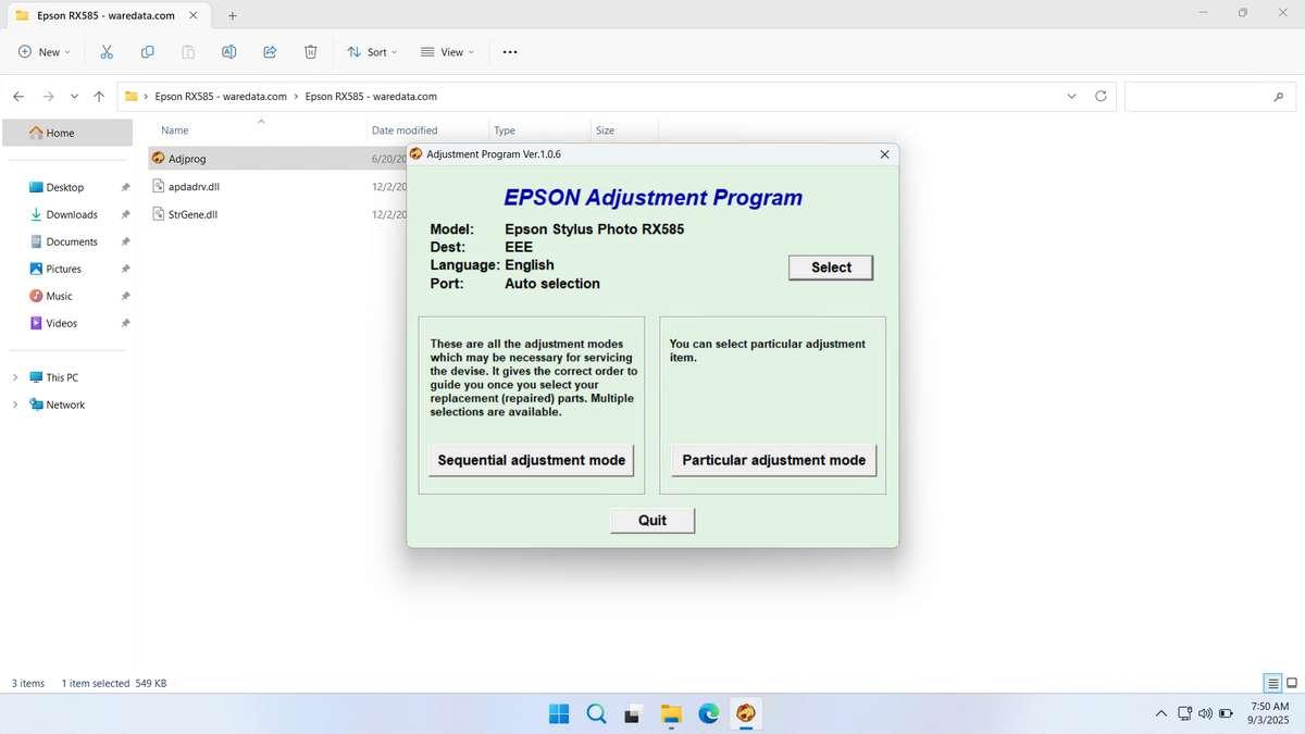 Epson RX585 Resetter