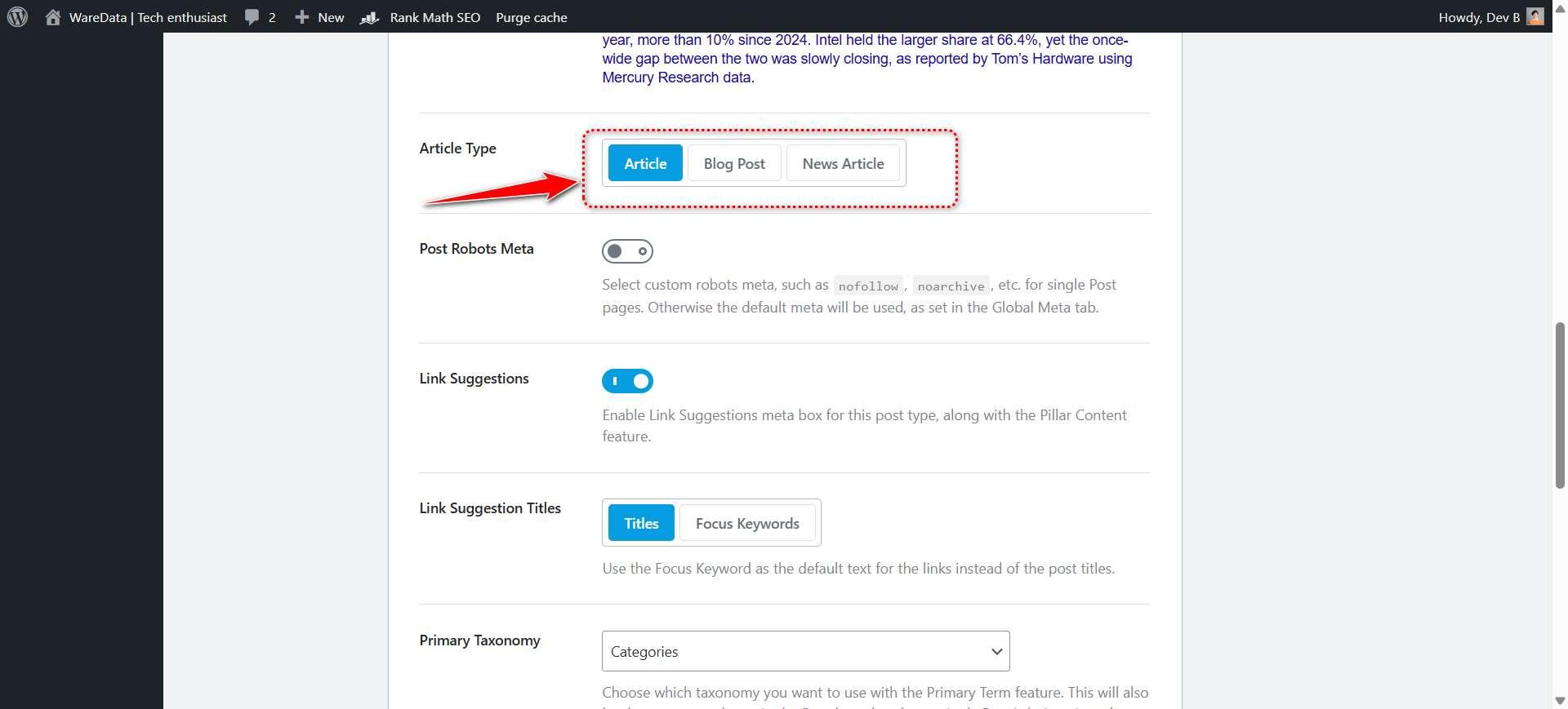 How to Set Different Schema Markup for Each Post with Rank Math - WareData | Tech enthusiast